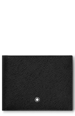 Montblanc Sartorial Leather Wallet 6cc With 2 View Pockets - Black