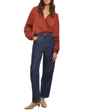Mint Velvet Satin Lace Detail Blouse - Orange