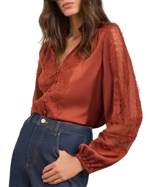 Mint Velvet Satin Lace Detail Blouse