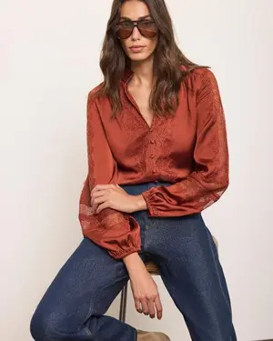 Mint Velvet Satin Lace Detail Blouse
