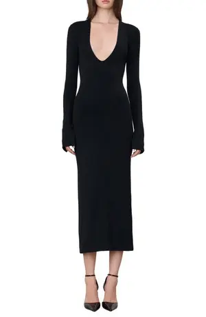 Eterne Deep V-neck Midi Dress