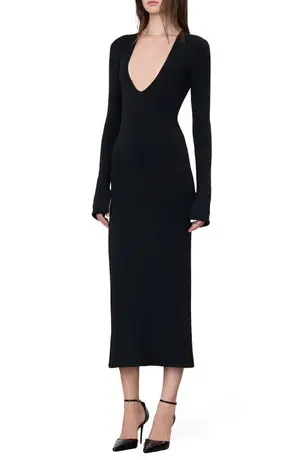 Eterne Deep V-neck Midi Dress