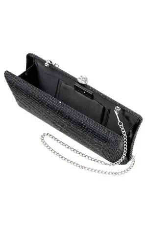 Nina Ember Crystal Embellished Clutch - Black