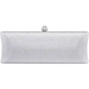 Nina Ember Crystal Embellished Clutch Silver