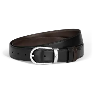 Montblanc Meisterstück Leather Horseshoe 30mm Reversible Belt - Black