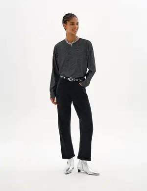 HUSH Averra Lurex Stripe Long Sleeve Top