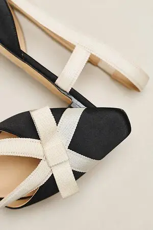 Maeve Ribbon Slgback Flats - Black