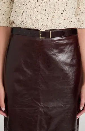 FRAME Veda Leather Midi Skirt