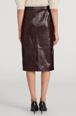 FRAME Veda Leather Midi Skirt