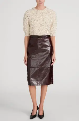 FRAME Veda Leather Midi Skirt