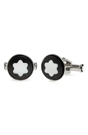 Montblanc Stainless Steel Pvd Inlay Round Cufflinks - Silver Metallic