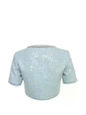 SELF-PORTRAIT Sequin Boucle Tweed Top