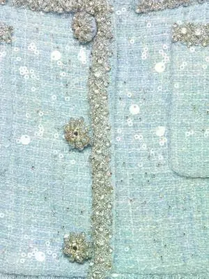 SELF-PORTRAIT Sequin Boucle Tweed Top