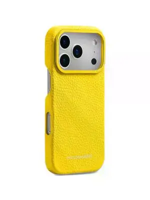 MAISON DE SABRE Grainy Leather Iphone Pro 18 Phone Case - Yellow