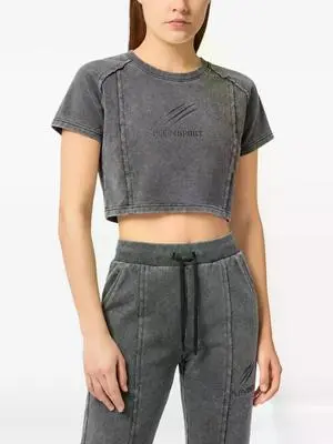 PLEIN SPORT Acid-wash Cropped T-shirt