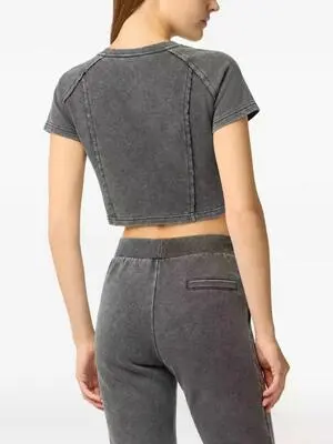 PLEIN SPORT Acid-wash Cropped T-shirt