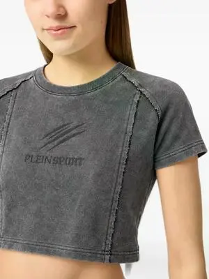 PLEIN SPORT Acid-wash Cropped T-shirt