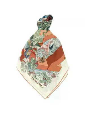 FERRAGAMO Animal-print Silk Scarf - Neutrals