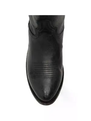 MEXICANA Embroidered Leather Cowboy Boots - Black