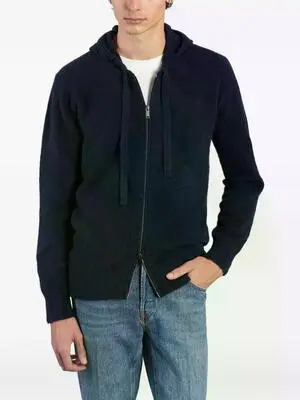 ROBERTO COLLINA Zip-up Knit Hoodie - Blue
