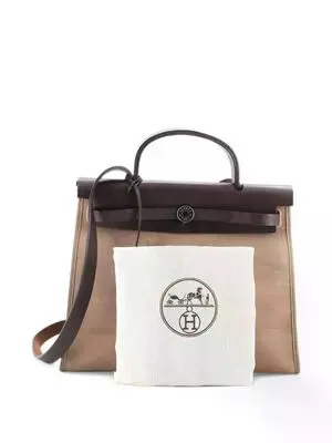 Hermès Herbag Zip Leather And Toile 31 Shoulder Bag