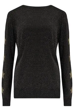 SUGARHILL BRIGHTON Astrid Sparkly Sweater Gold Star - Black