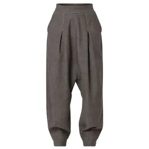 METAMORPHOZA Drop Crotch Denim Trousers With Pleats And Elastic Waist - Brown