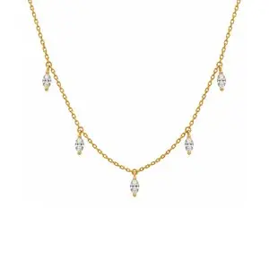 AARIA LONDON Mia Drop Necklace -gold- London Topaz - Blue