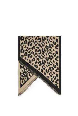 JAMES LAKELAND Camel Leopard Print Scarf - Black