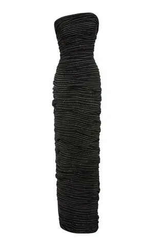 MARMAR HALIM Pleated Silk Satin Gown