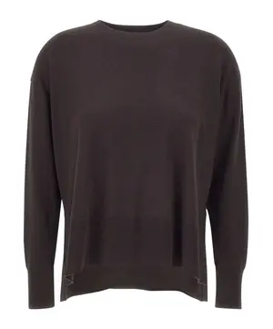 KAOS Side-slit Crewneck Sweater - Black