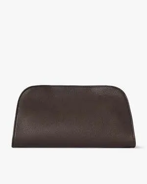 THE ROW Peggy Brown Leather Clutch - Walnut Shadow