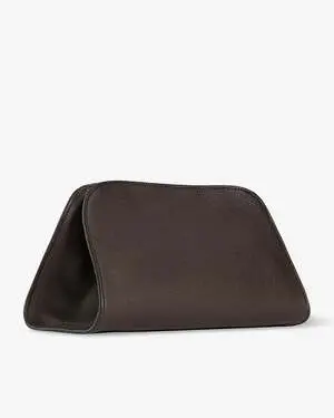 THE ROW Peggy Brown Leather Clutch