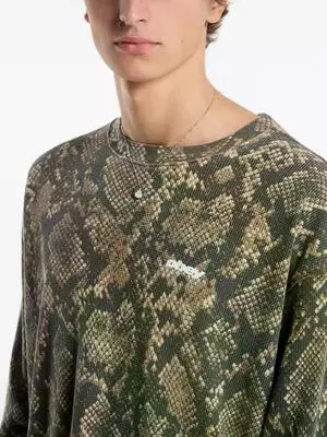 Obey Snakeskin-print Waffle-knit T-shirt