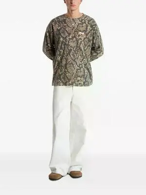 Obey Snakeskin-print Waffle-knit T-shirt - Brown