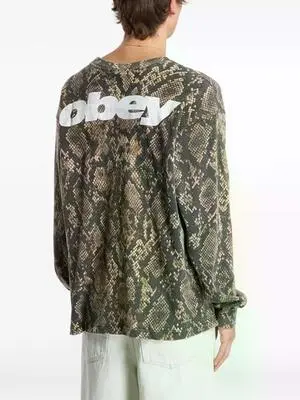 Obey Snakeskin-print Waffle-knit T-shirt