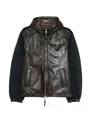 THE JACK LEATHERS Gioele Mix Reversible Hooded Jacket - Brown