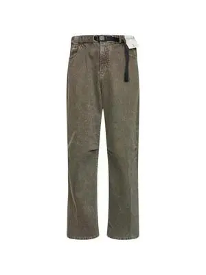 WHITE SAND Faded-effect Buckled-belt Trousers - Green