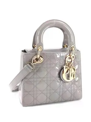 Dior Lady Bag Cannage Quilt Patent Small Satchel