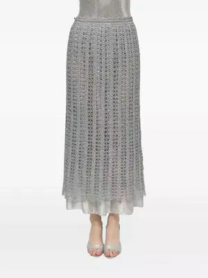 ATU BODY COUTURE Crochet-knit Metallic-effect Maxi Skirt - Silver