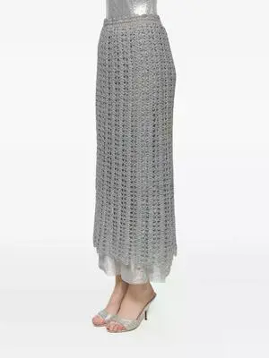 ATU BODY COUTURE Crochet-knit Metallic-effect Maxi Skirt