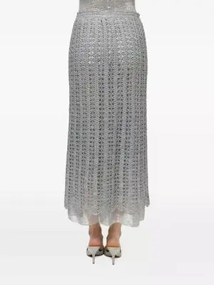 ATU BODY COUTURE Crochet-knit Metallic-effect Maxi Skirt