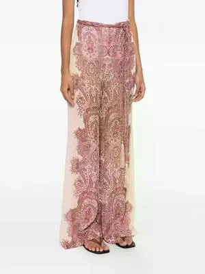 Zimmermann Georgette Paisley-print Trousers - Pink