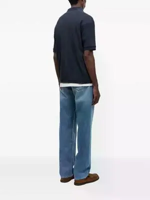 Samsøe Samsøe Sajase Ribbed-knit Polo Shirt - Blue