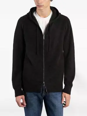 ROBERTO COLLINA Zip-up Knit Hoodie - Black