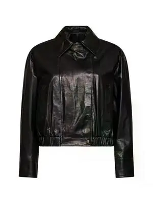 KAOS Elasticated Leather Jacket - Black