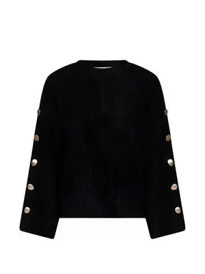 KAOS Button-embellished Ribbed-knit Sweater - Black