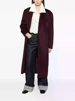 THE FRANKIE SHOP Brea Collarless Coat Burgundy