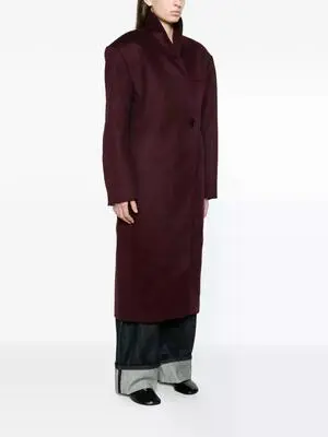 THE FRANKIE SHOP Brea Collarless Coat Burgundy