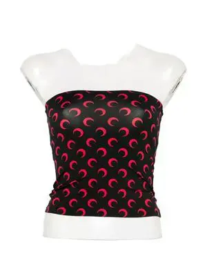 MARINE SERRE Moon Printed Jersey Tubed Top - Black